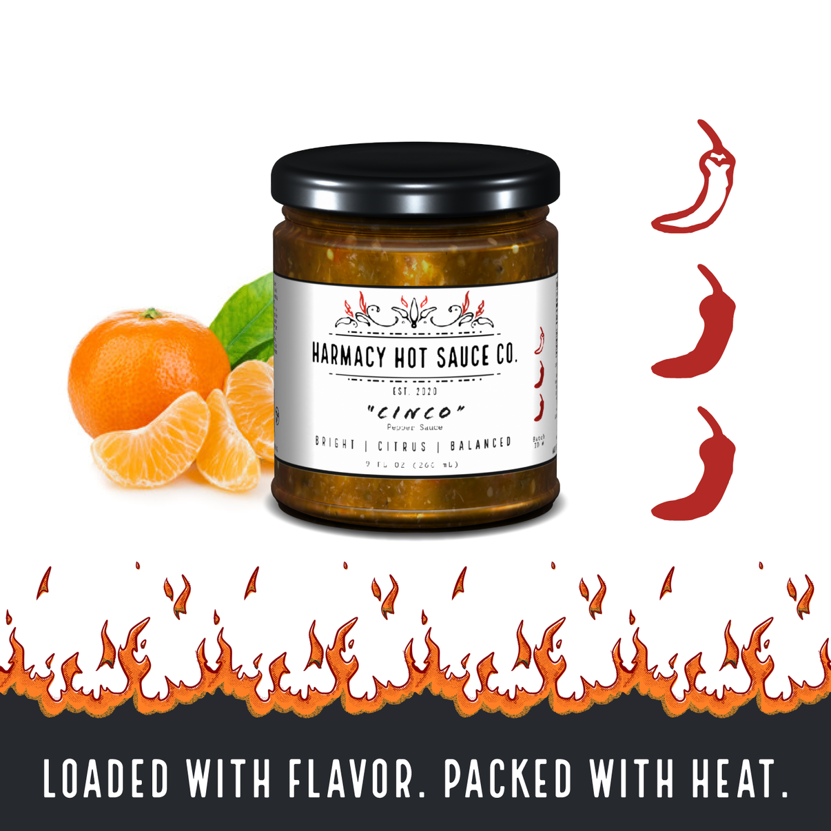 "Cinco" Tomatillo & Clementine Pepper Sauce (9oz) – Harmacy Hot Sauce Co.